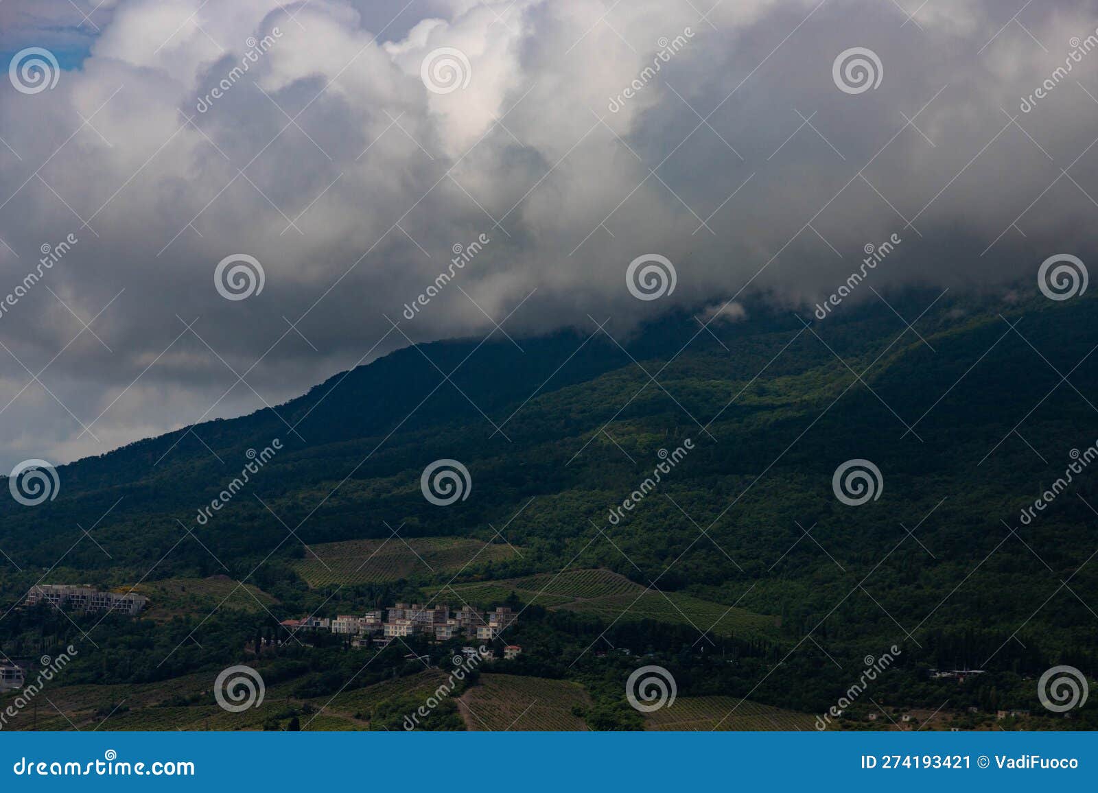 Rain Clouds Over the Mountain Range and the Sea. Scenery Stock Image ...