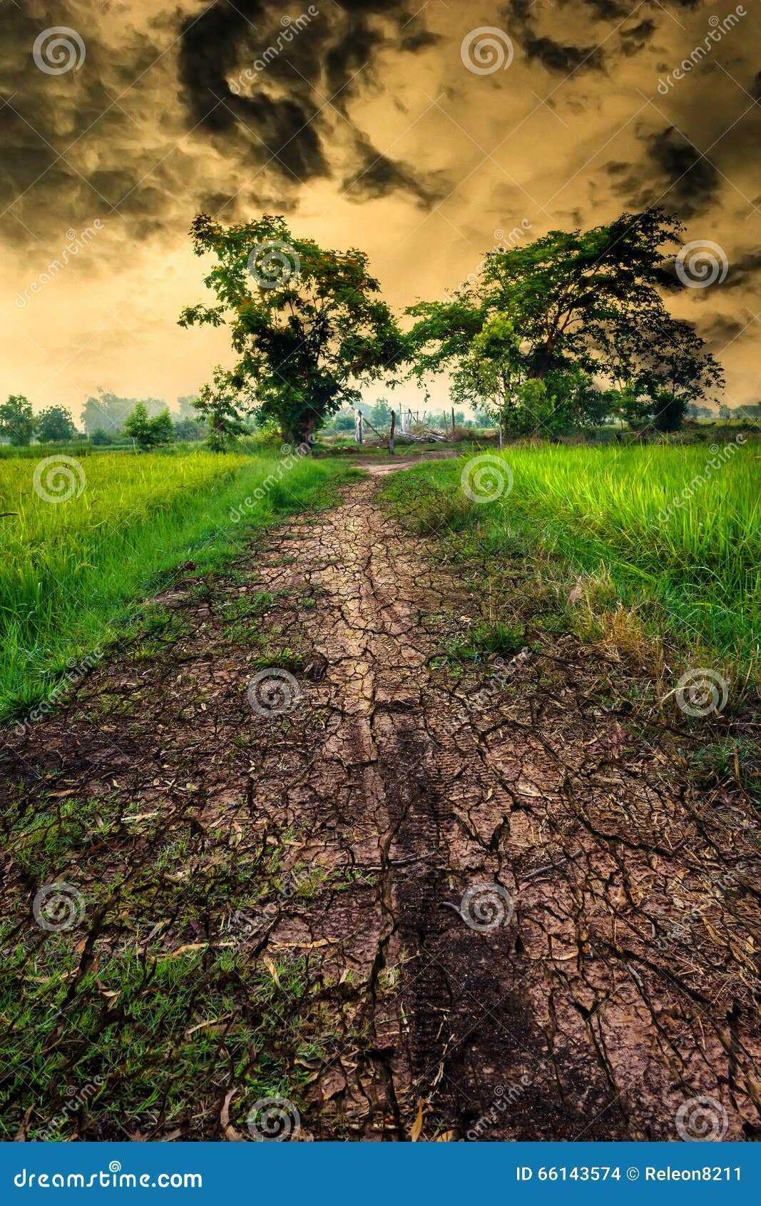 Rain Clouds Over Rural Road Landscape Stock Photo - Image of road ...