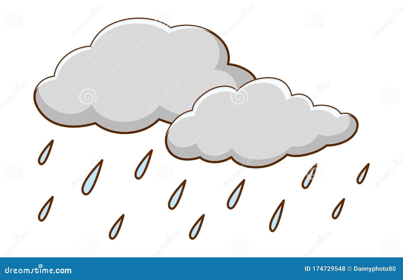 Rain Clouds with Rainfall on White Background Stock Vector ...