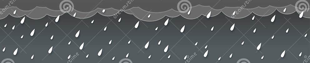 Rain and Clouds, Storm Background, Horizontal Banner , Vector ...