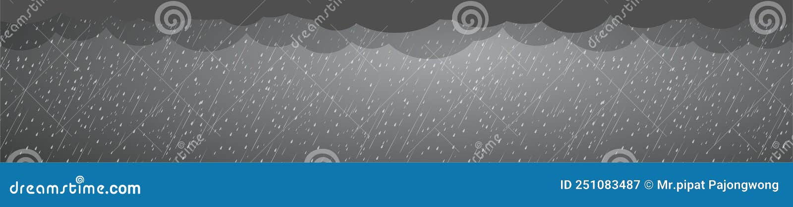 Rain and Clouds, Storm Background, Horizontal Banner , Vector ...