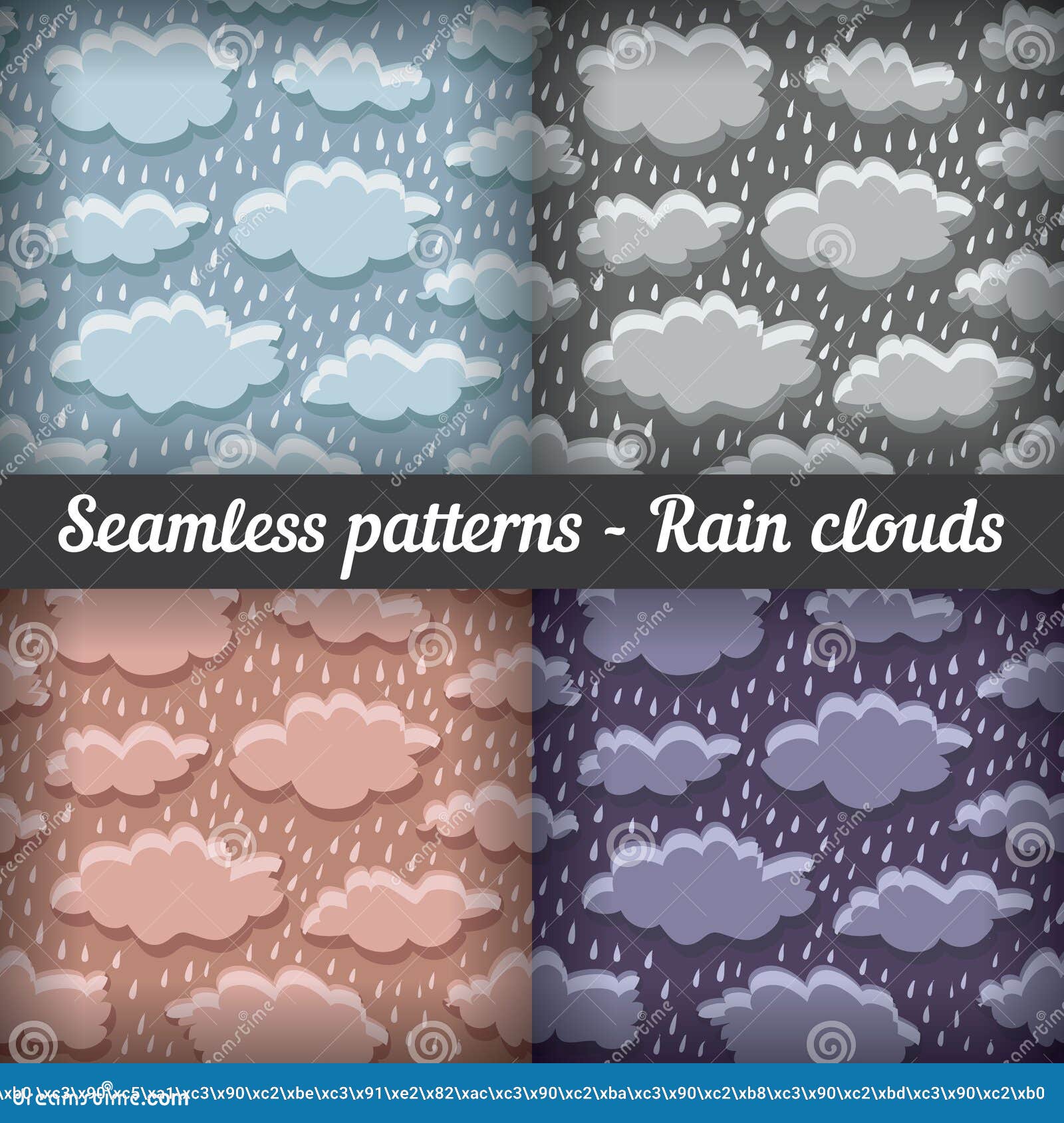 Rain Clouds. Storm. Seamless Pattern. Vector Set Stock Vector ...