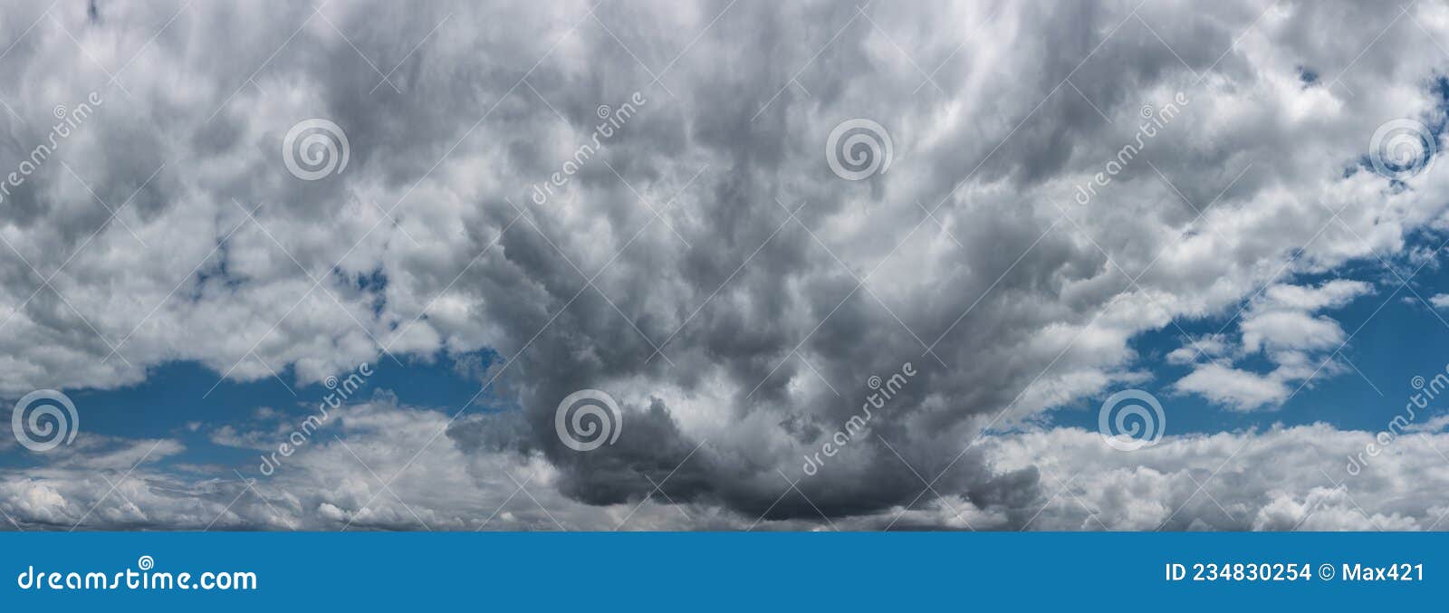 Rain Clouds with Updraft, Panorama Format Stock Photo - Image of white ...
