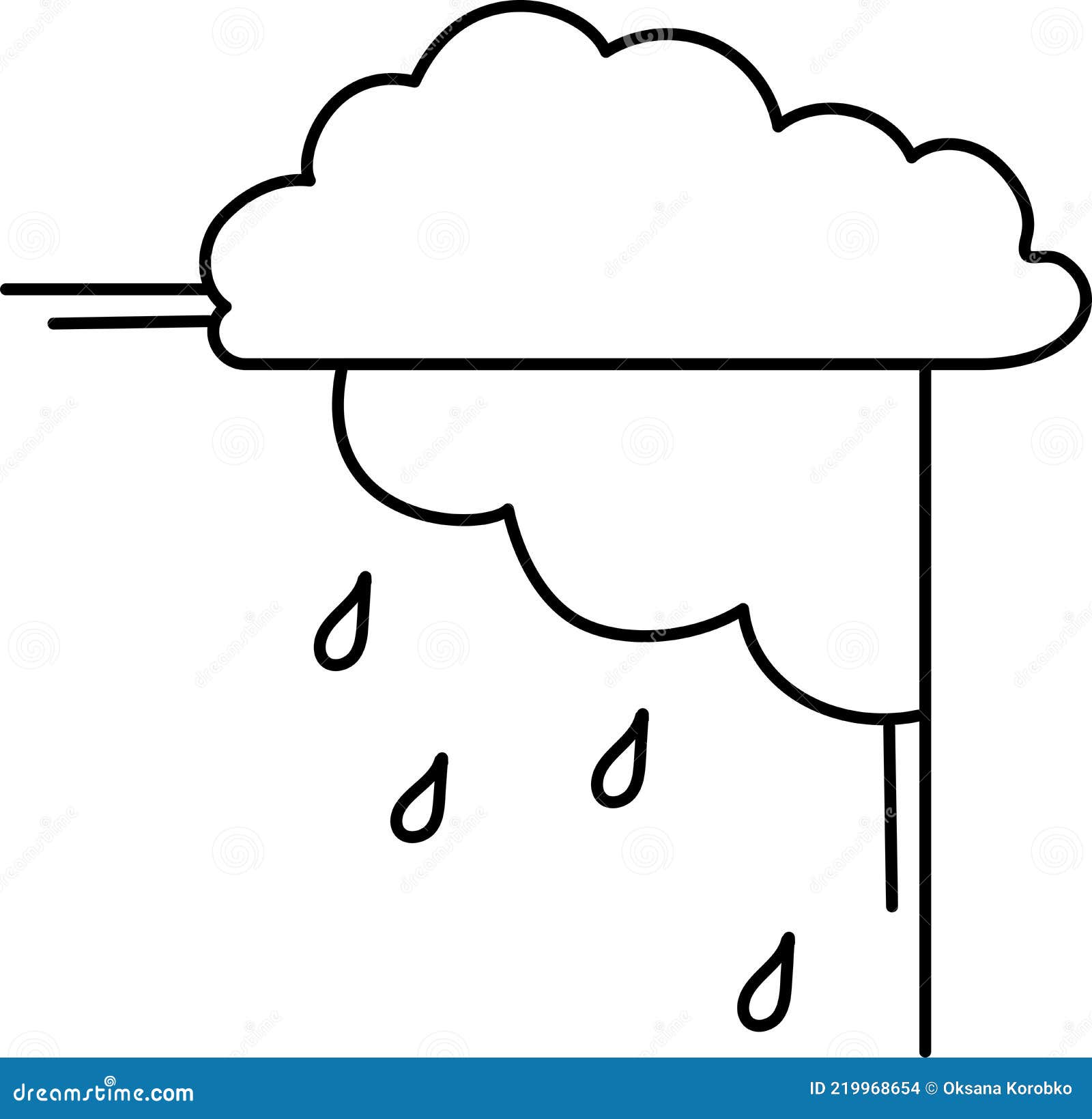 Linear, Thin Outline. Rain and Clouds Weather Corner Left Corner Stock ...