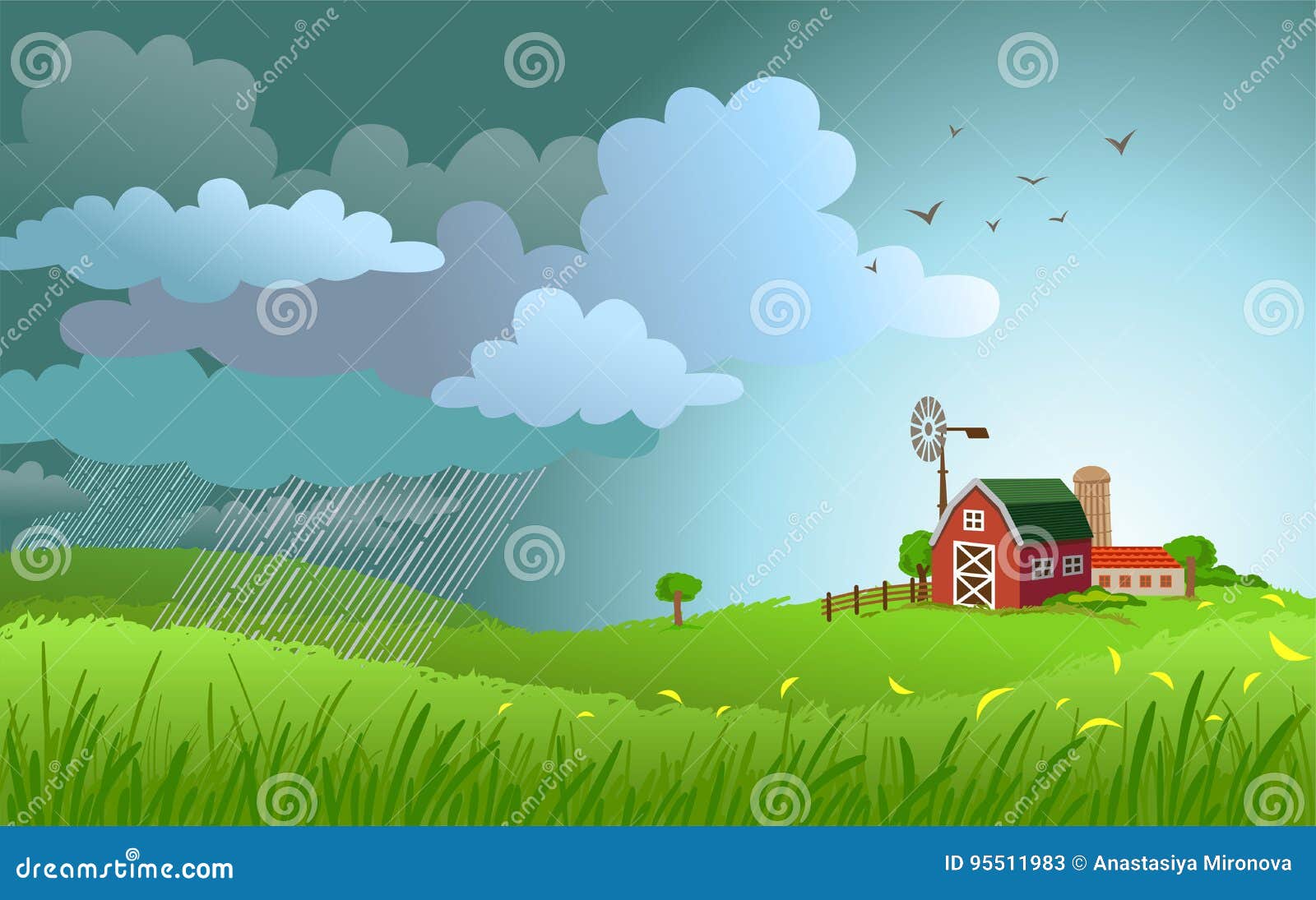 Rain is coming stock vector. Illustration of clouds, dramatic - 95511983