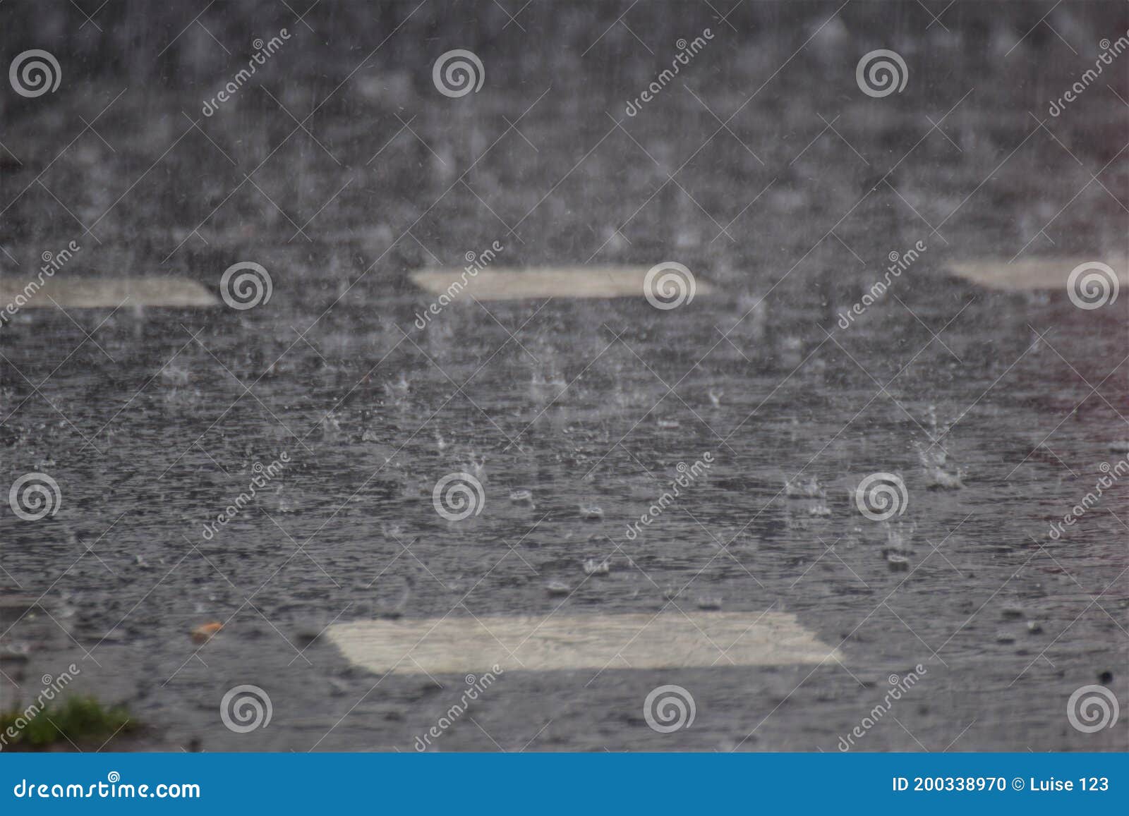 Rain on Dark Grey a Asphalt Road with White Road Marking Stock Photo ...