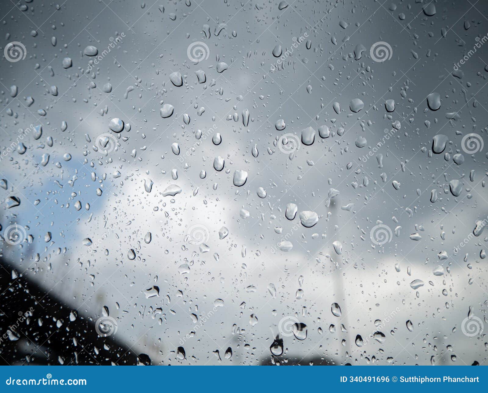 Rain and Dew Drop on the Car Glass Window during Raining Stock ...
