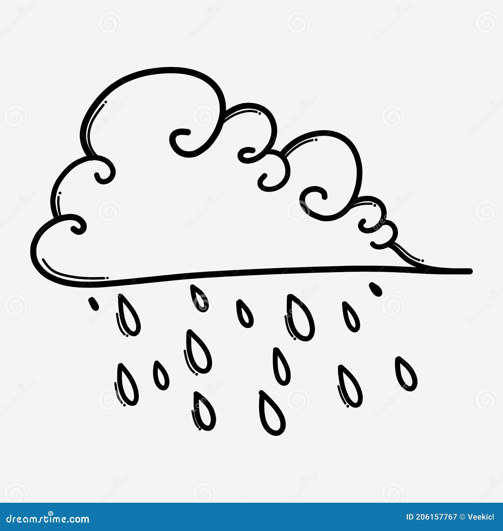 Rain Doodle Vector Icon. Drawing Sketch Illustration Hand Drawn Line ...