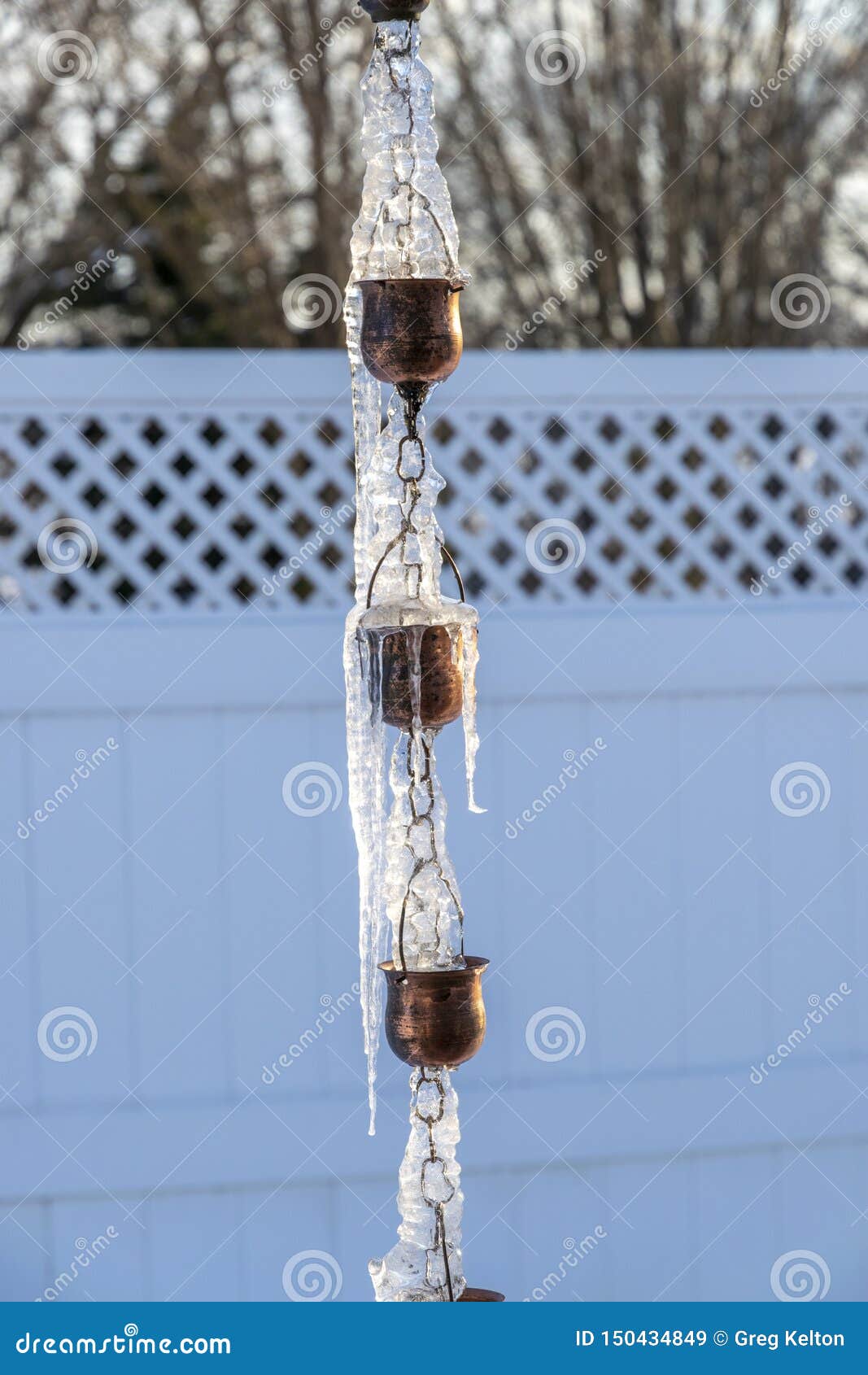 Rain Drain Frozen on a Sunny Day Stock Image - Image of cold, copper ...