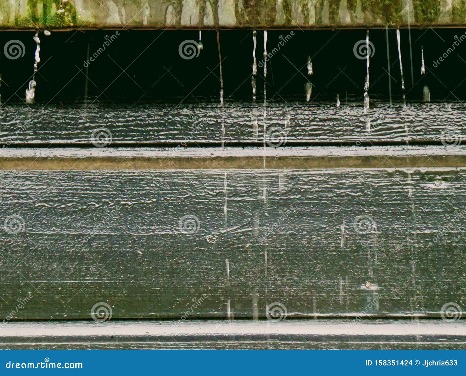 Rain Dripping from Roof of Wooden Building. Stock Photo - Image of ...