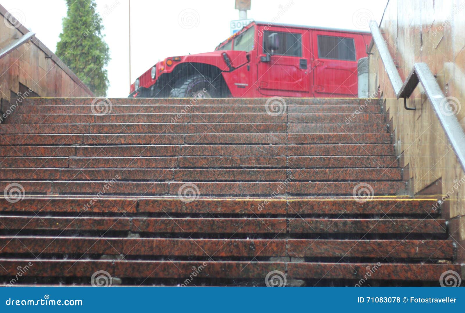 Rain Dripping on the Stairs Stock Photo - Image of pedestrians ...