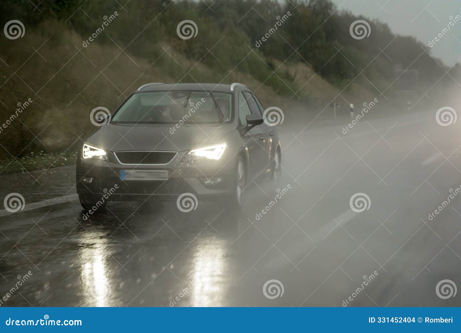 Rain while Driving on the Motorway in the Evening Stock Photo - Image ...