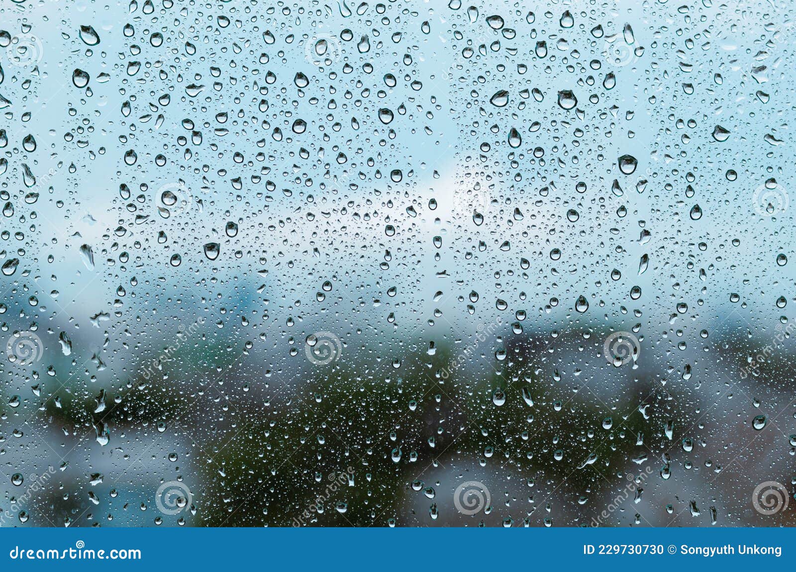 Rain Drop on Glass Window at Day Time in Monsoon Season Stock Photo ...