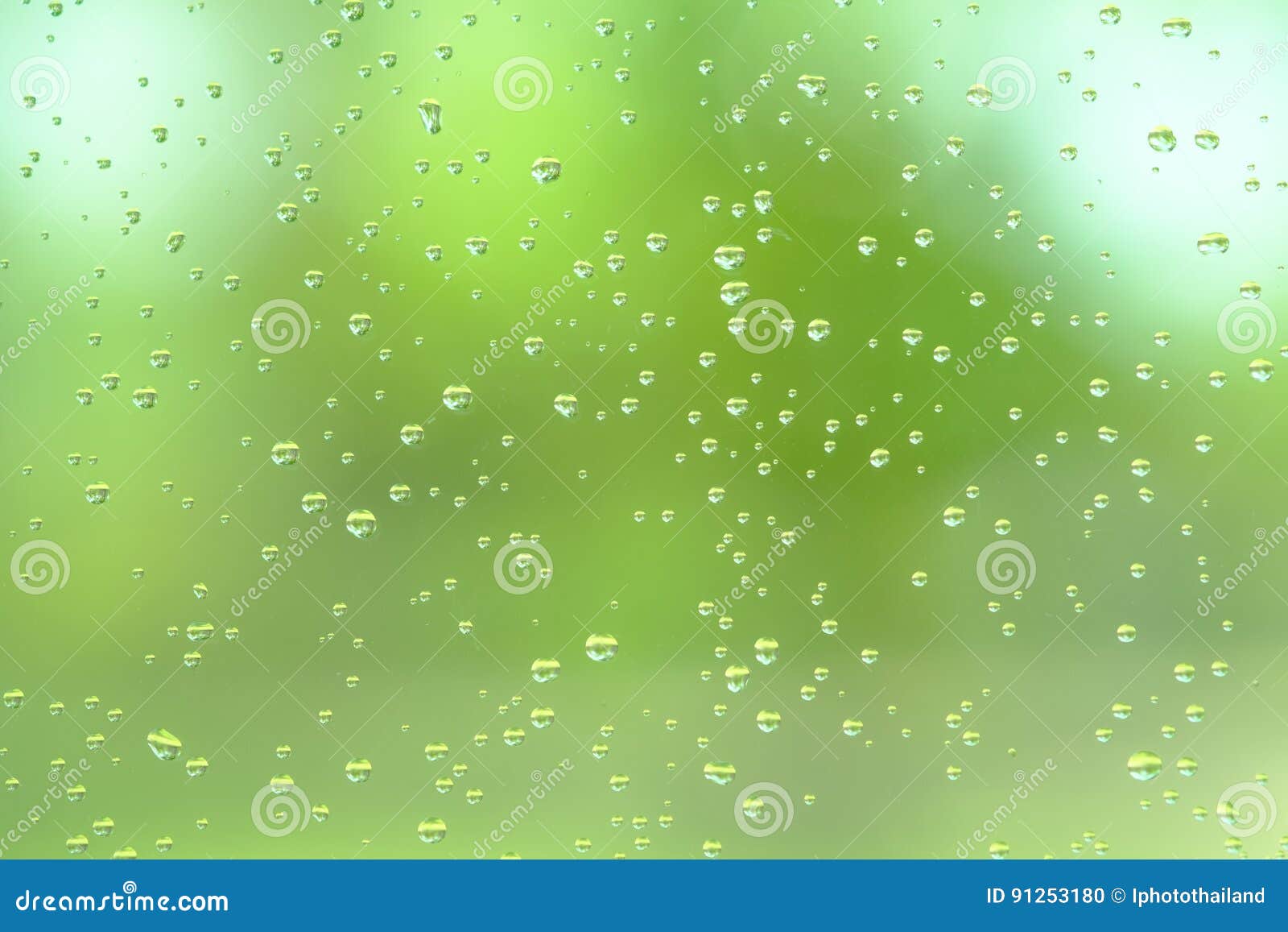 Rain Drop on the Mirror with Green Natural Light Stock Photo - Image of ...