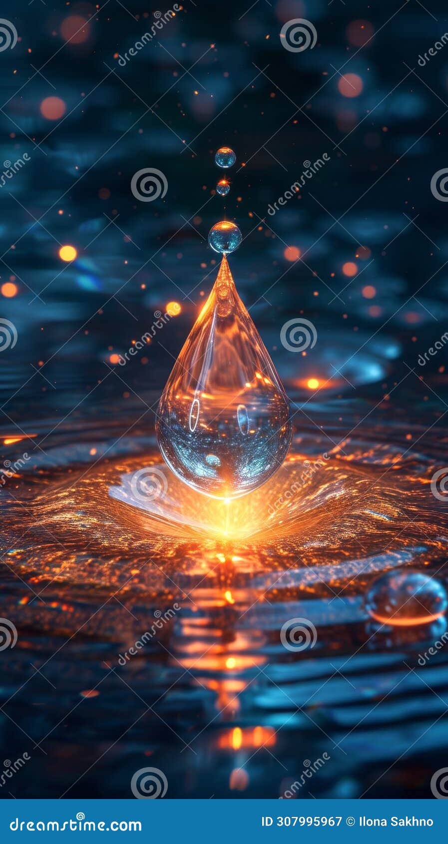Rain Drop, Raining, Made of Clear Translucent Crystal, Reflection of ...