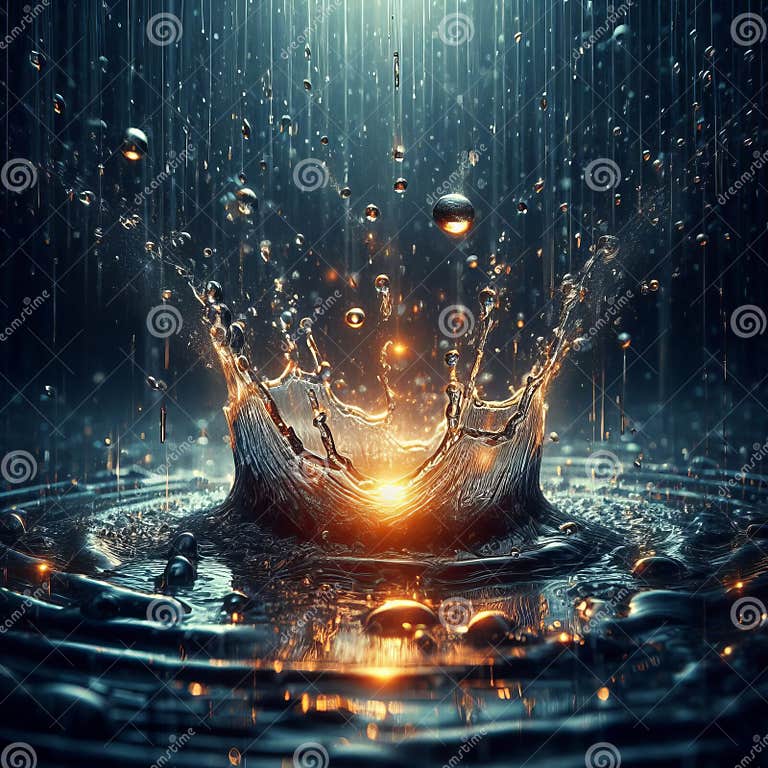 Rain Drop Splash Large Raindrops Hitting a Surface Causing Rippl Stock ...