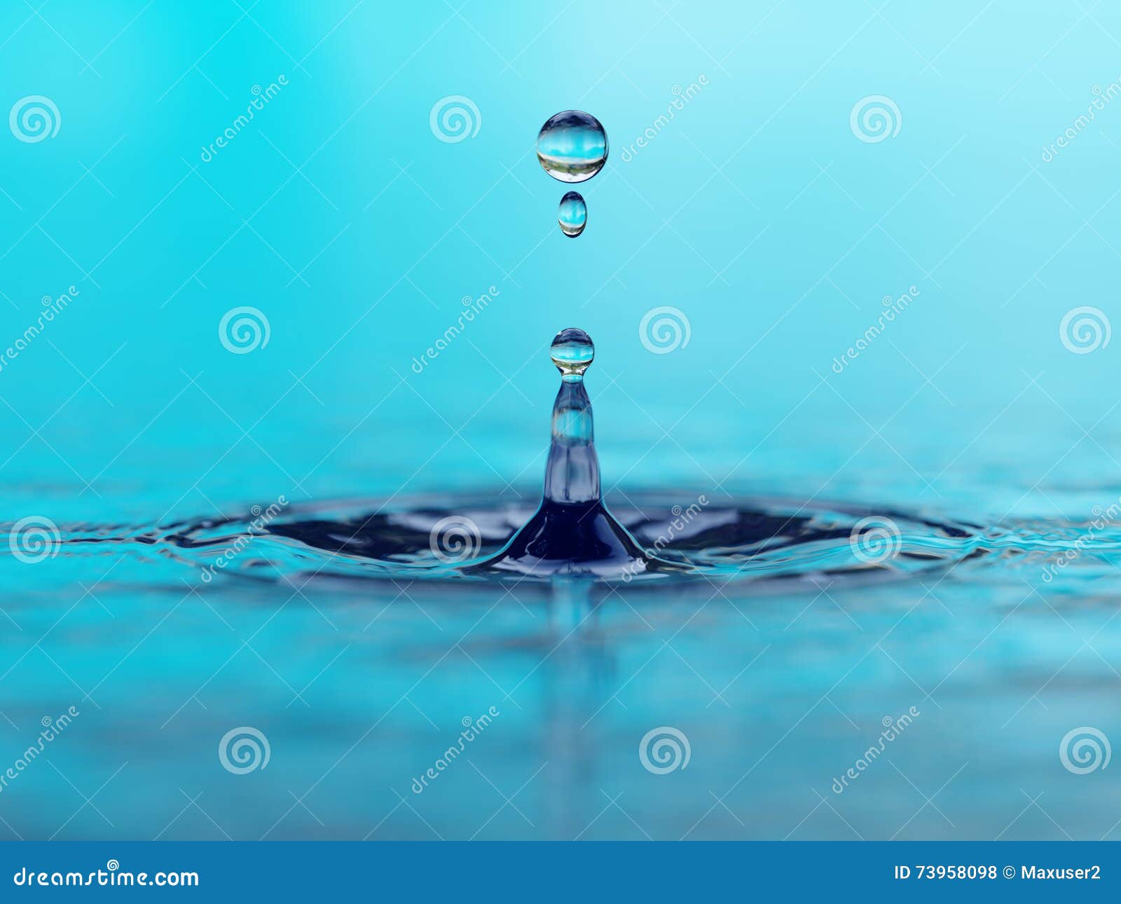 Rain Drop Splash in Water Closeup 3d Illustration Stock Illustration ...