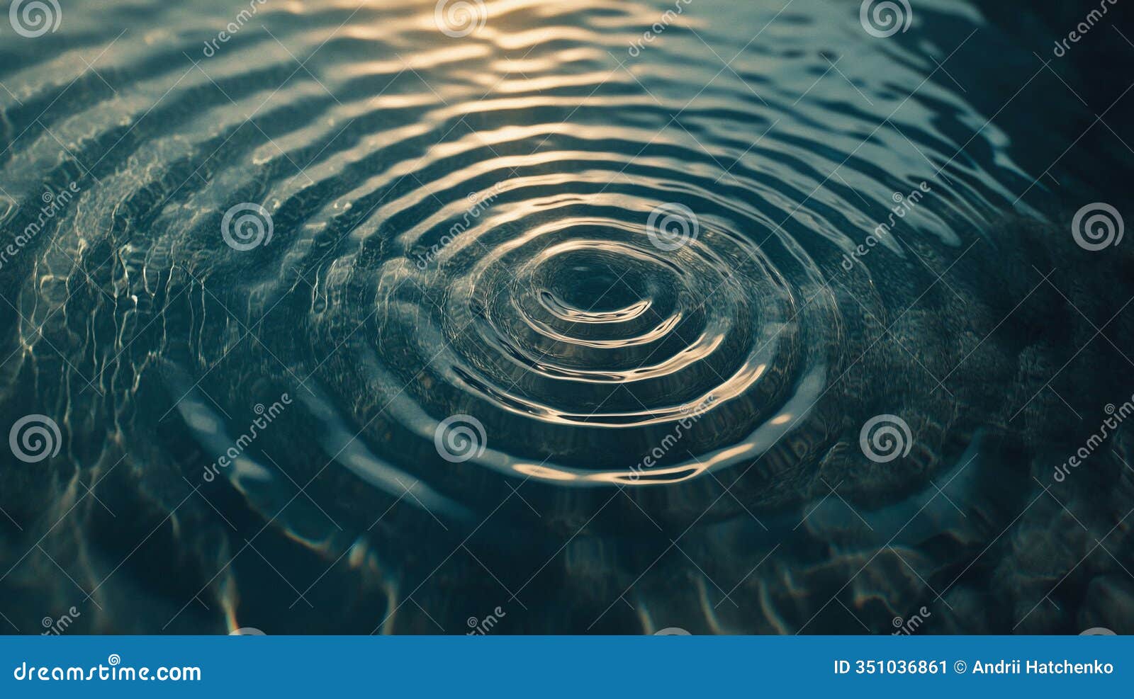 Rain Droplet Interference Patterns on Water Surface Creating Concentric ...