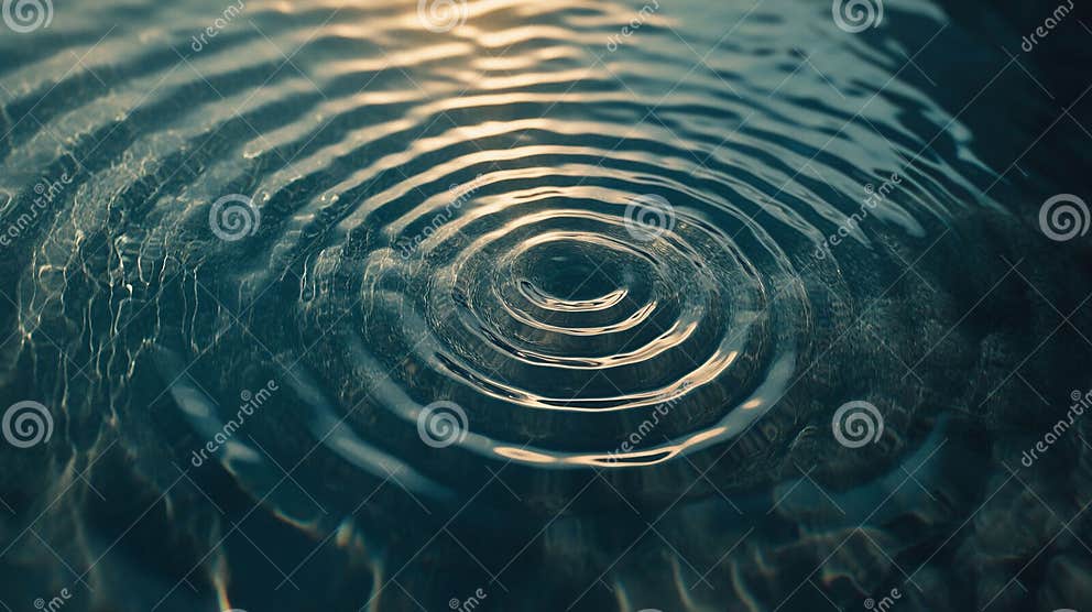 Rain Droplet Interference Patterns on Water Surface Creating Concentric ...