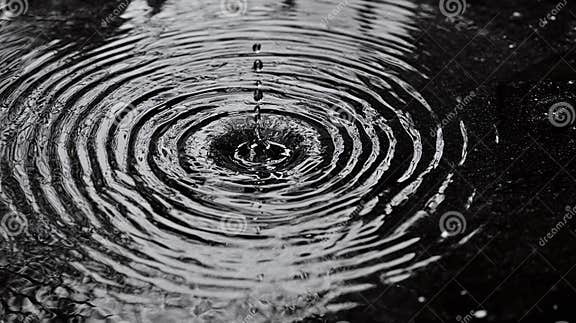 Rain Droplet Interference Patterns on Water Surface Creating Concentric ...