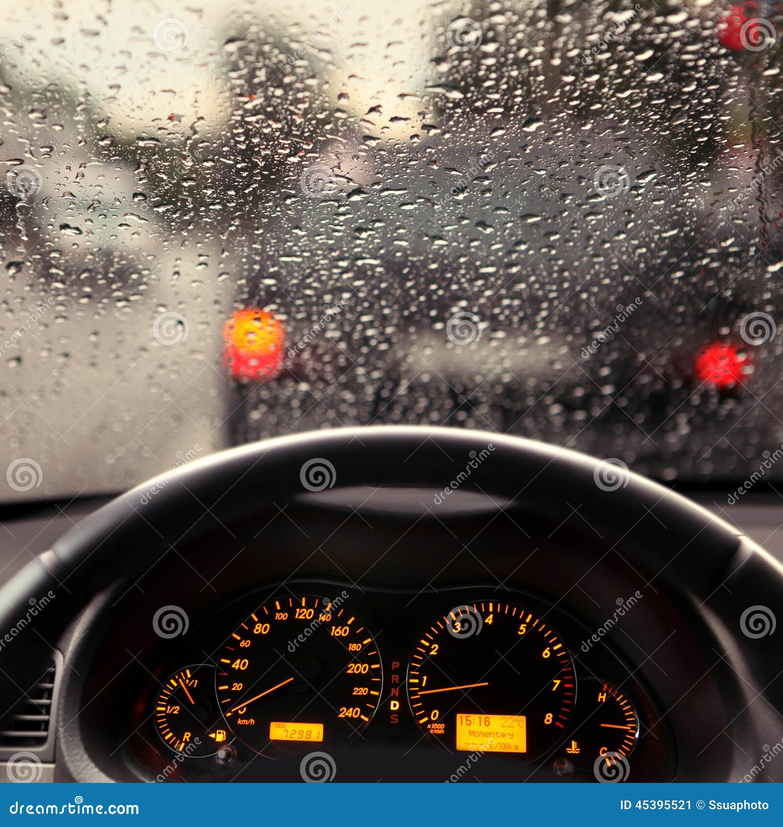 Rain Droplets on Car Windshield Stock Image - Image of light, surface ...