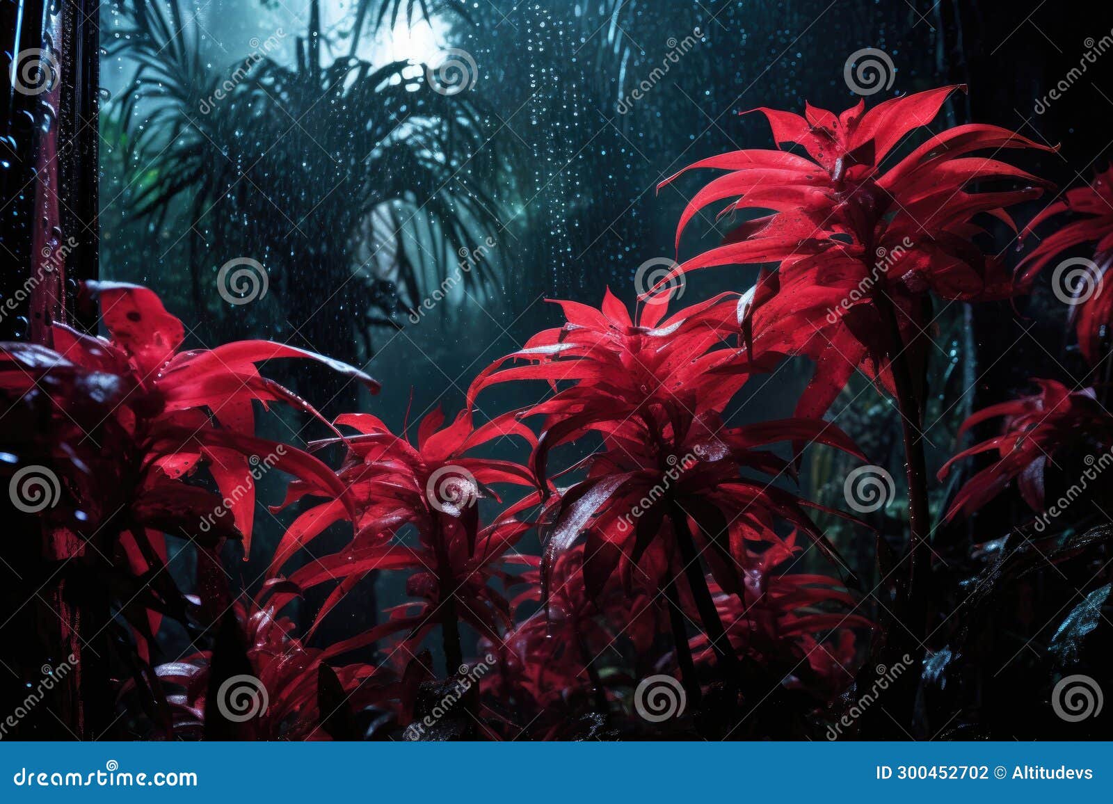 Rain Droplets on Jungle Plants Under Infrared Light Stock Photo - Image ...