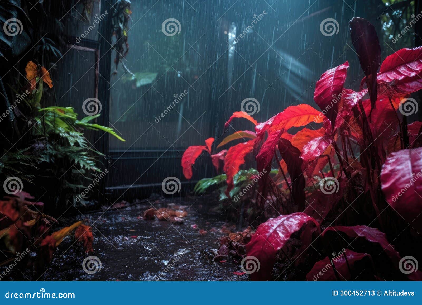 Rain Droplets on Jungle Plants Under Infrared Light Stock Image - Image ...
