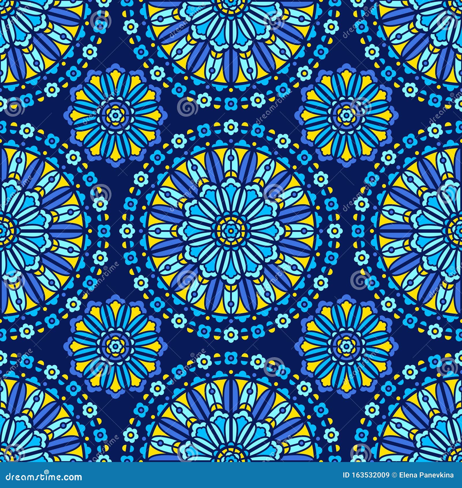 Stained Glass Rose Window Seamless Vector Pattern Stock Vector ...