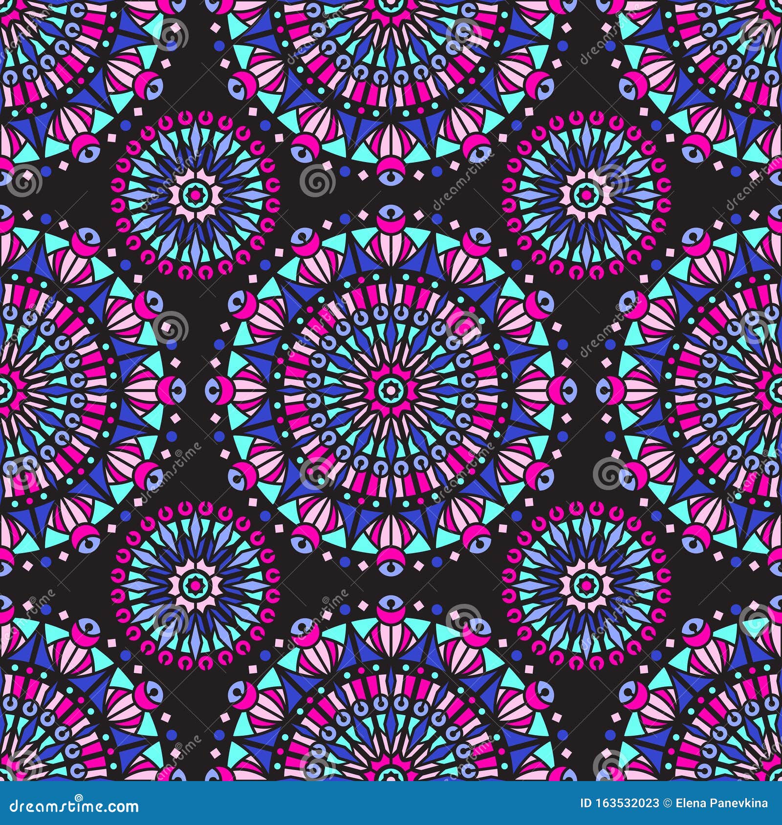 Stained Glass Rose Window Seamless Vector Pattern Stock Vector ...