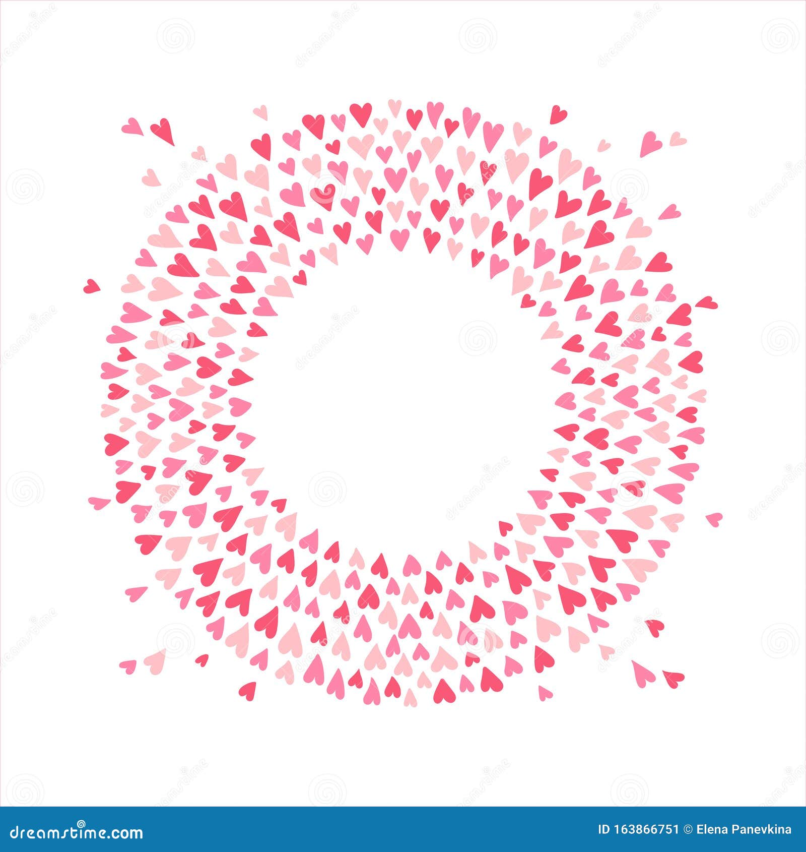 Round Valentines Day Frame Made of Scattering Hearts Stock Vector ...