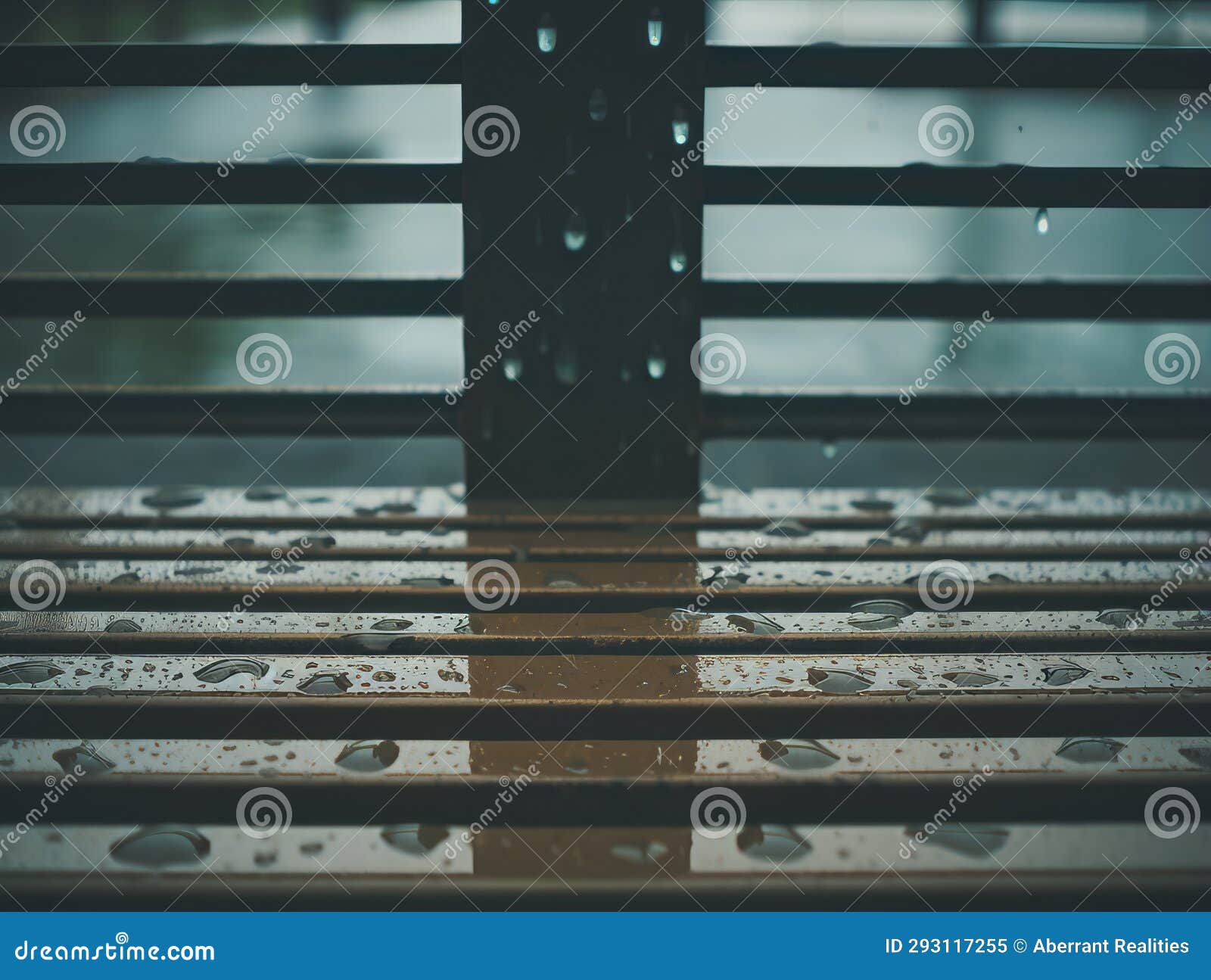 Rain drops on the bench stock illustration. Illustration of drop ...