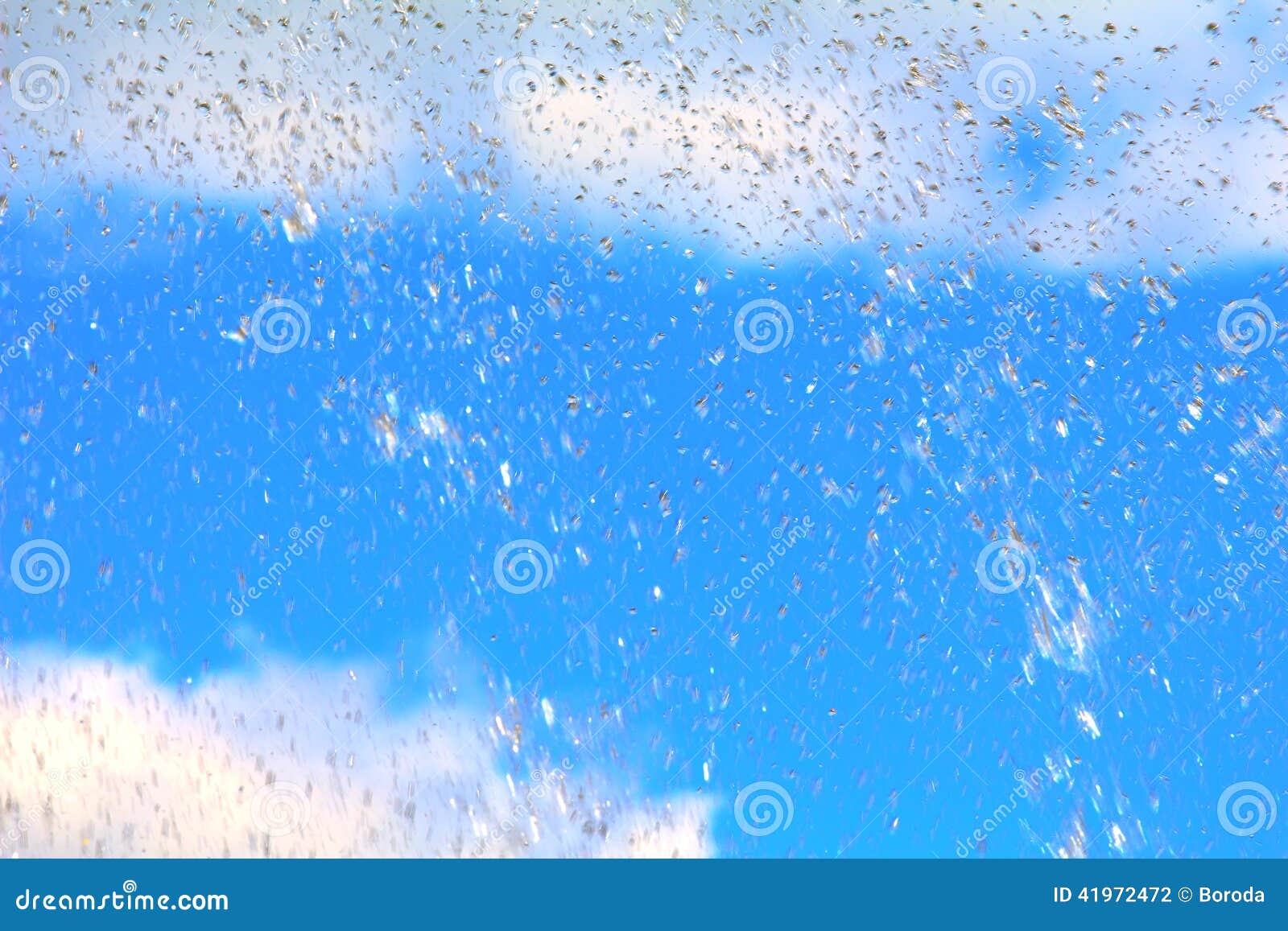 Rain Drops on Blue Sky Background Stock Photo - Image of motion ...