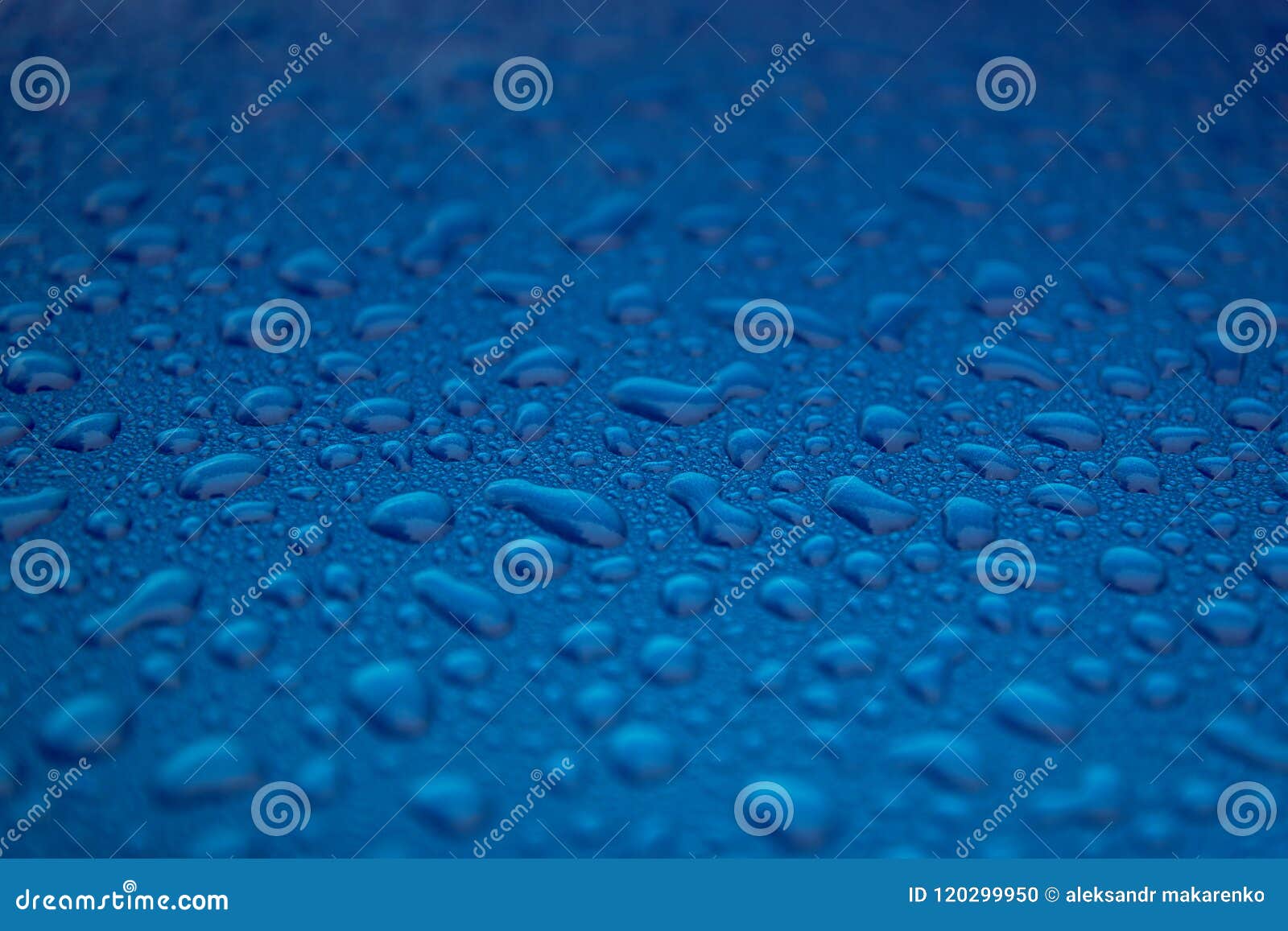 Rain Drops on a Blue Smooth Surface. Stock Photo - Image of clean, fizz ...