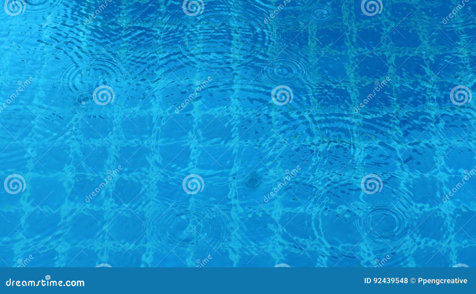 Rain Drops on Blue Water Swimming Pool Stock Photo - Image of pool ...