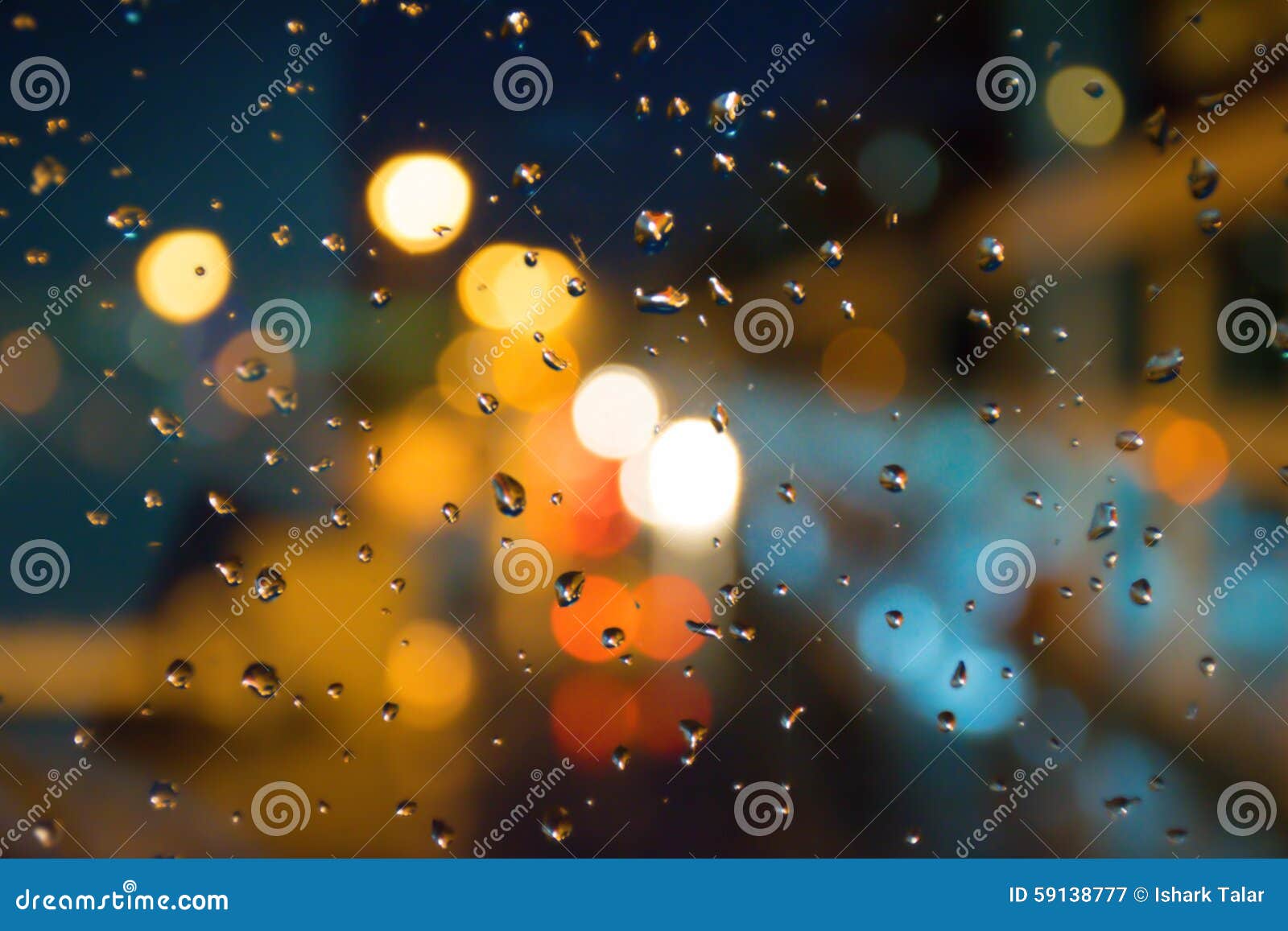 Rain Drops And Blurred Night Light Background Stock Image - Image of ...