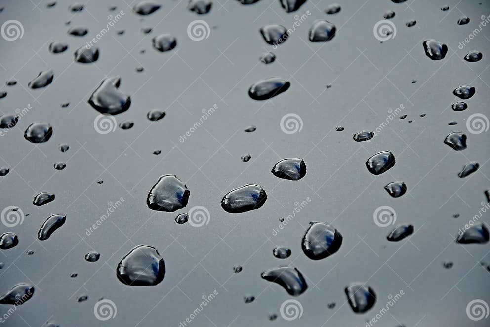 Rain Drops on a Car Engine Hood Stock Image - Image of blue, drops ...