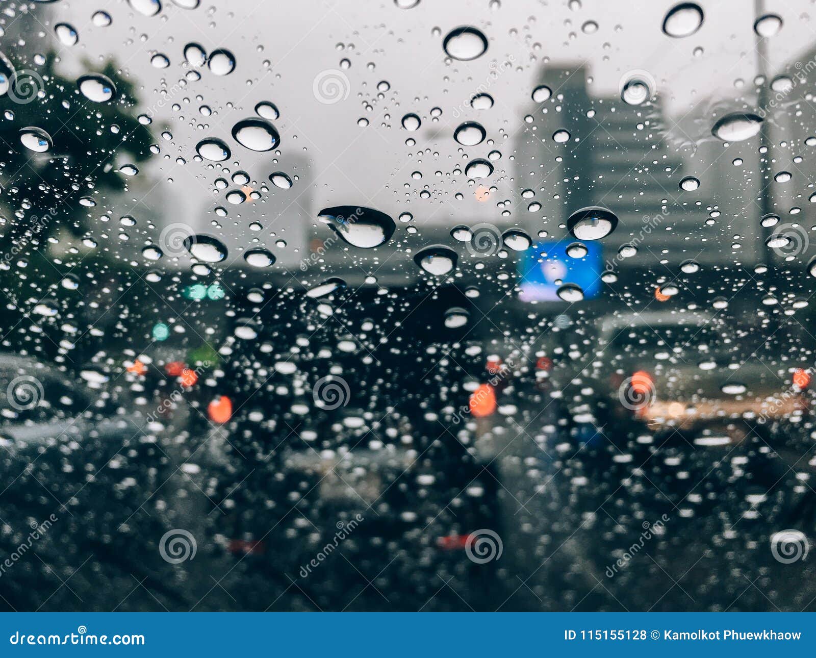 Rain Drops on Car Front Window Stock Photo - Image of closeup, gray ...