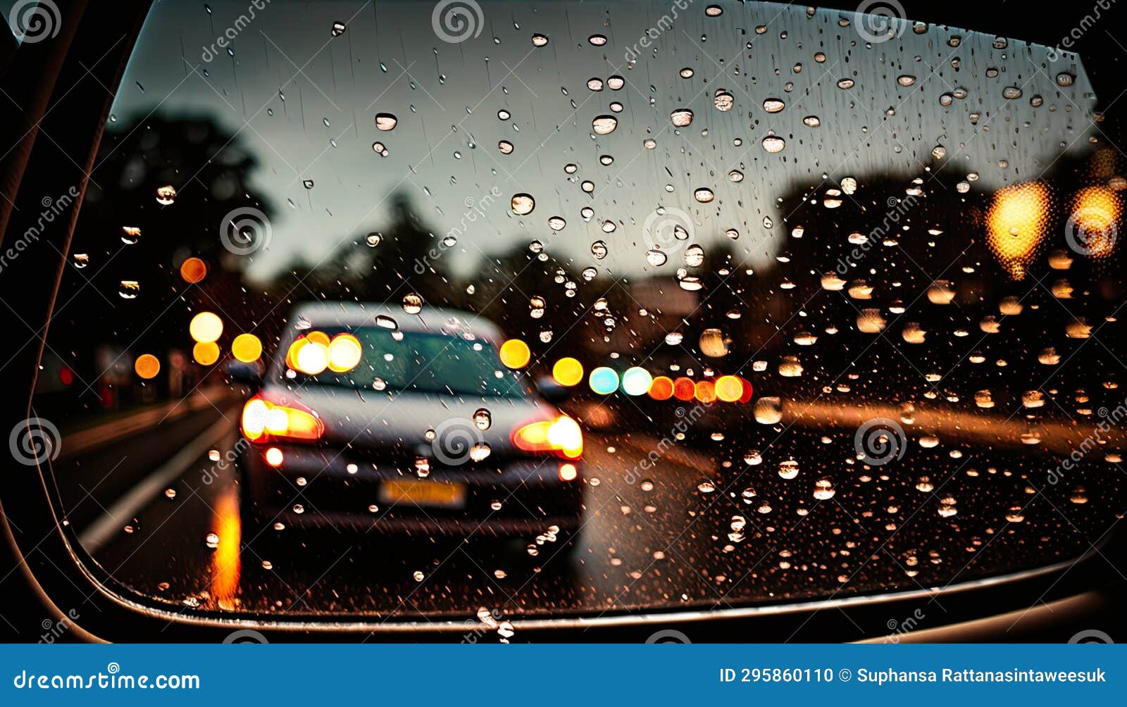 Rain drops on car window stock photo. Image of dark - 295860110