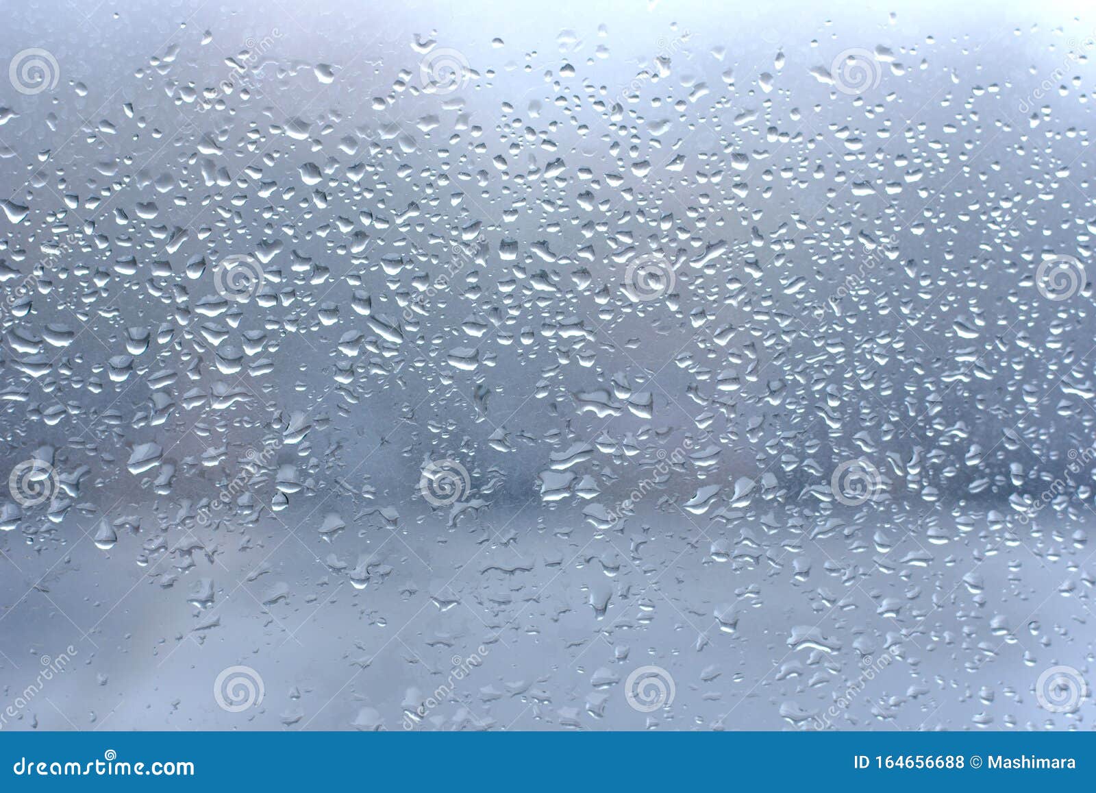 Rain Drops on Clean Blue Window Glass Stock Photo - Image of ...
