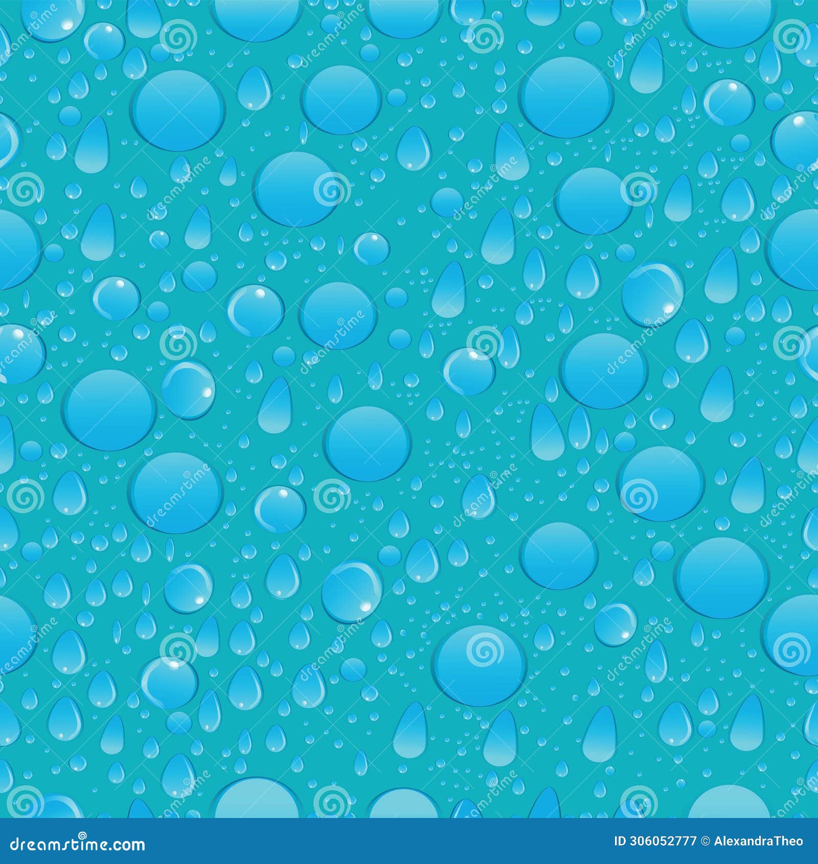 Rain Drops Of Different Shapes On Turquoise Background Seamless Pattern Cartoon Vector ...
