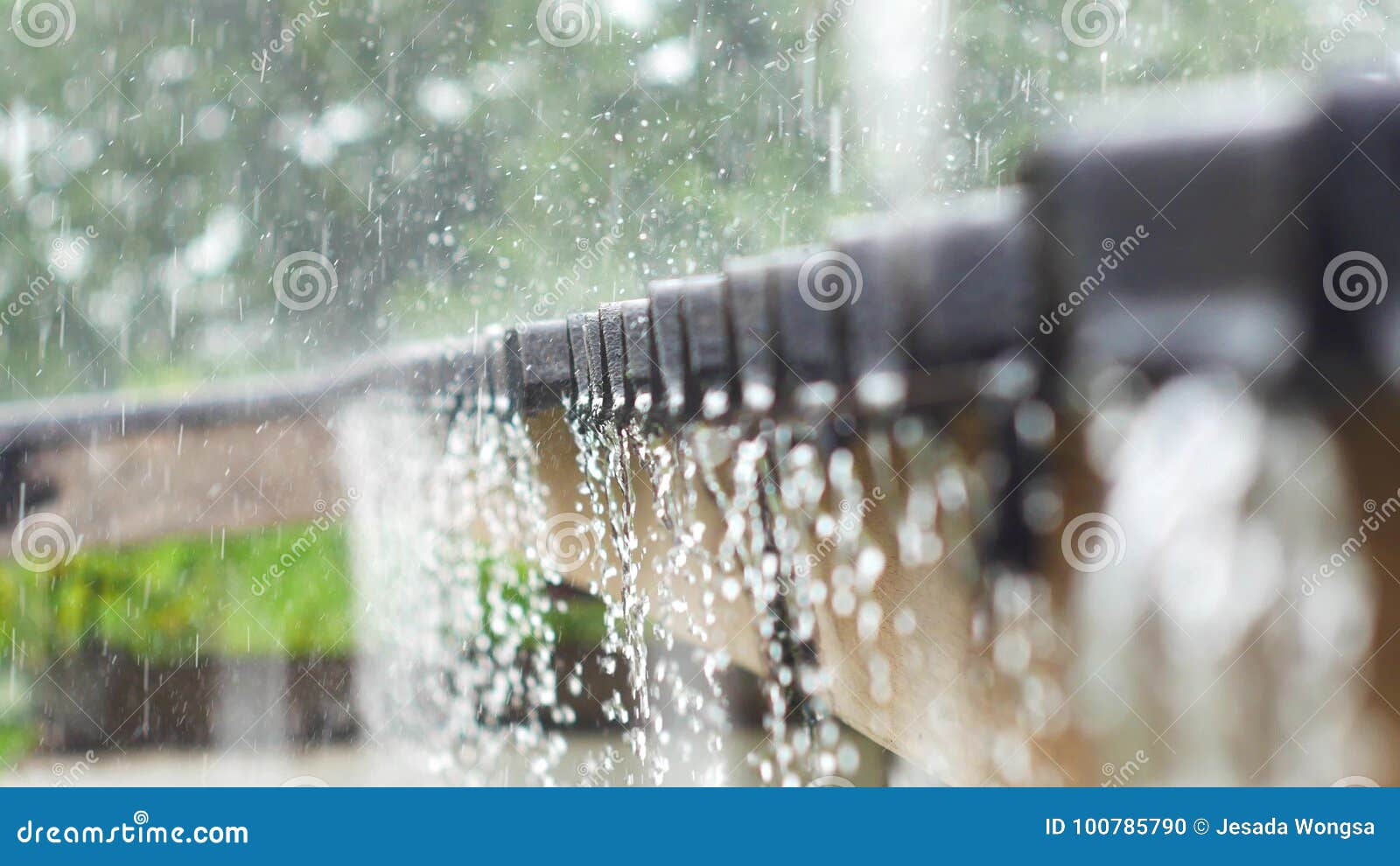 Rain Drops Fall Continuously from a Roof in the Rainy Season Stock ...