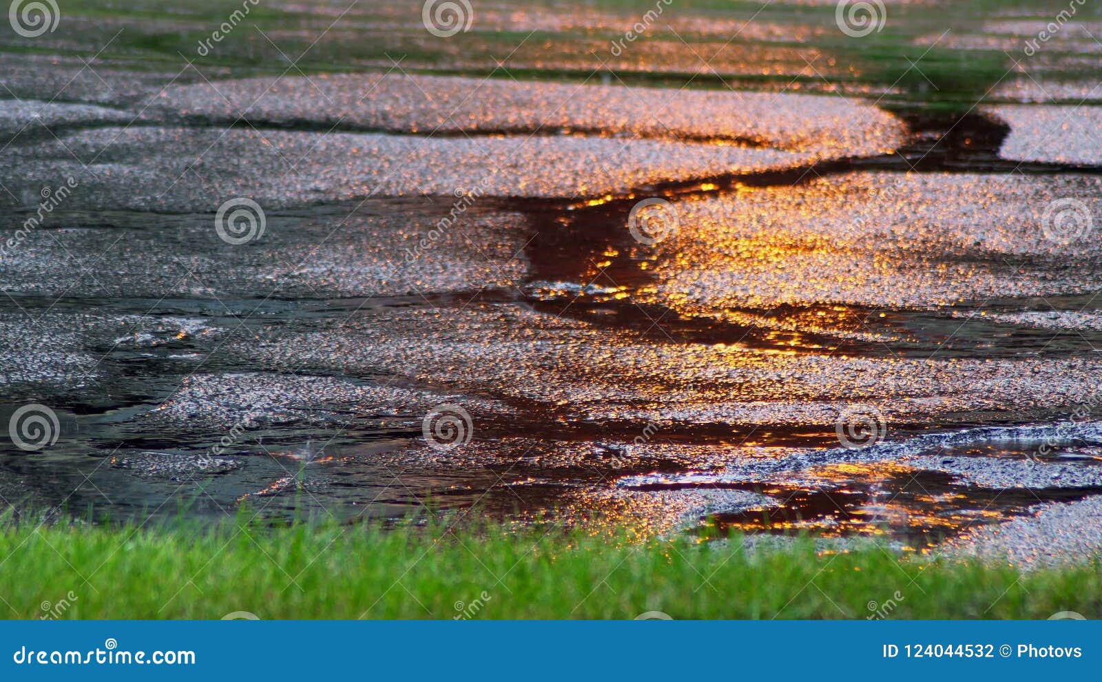 Rain Drops Fall into Puddles Selective Focus Stock Photo - Image of ...