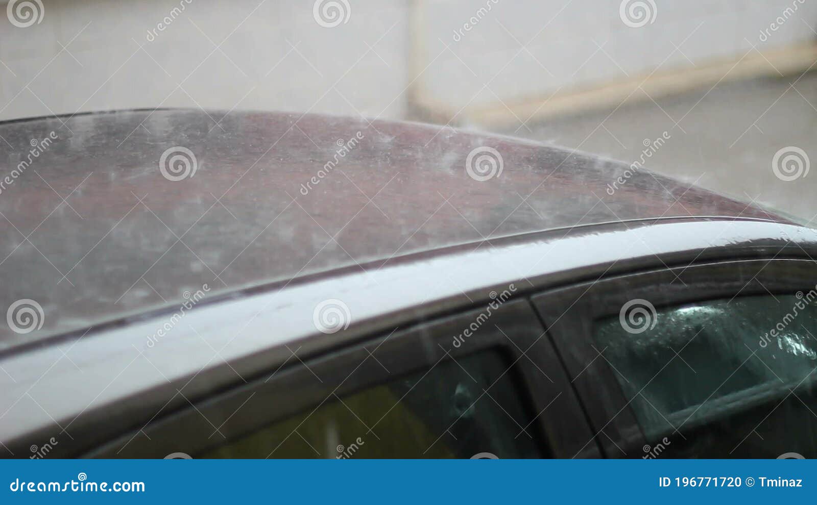 Rain Drops Falling on the Car. Heavy Rain and Water Splash Stock ...