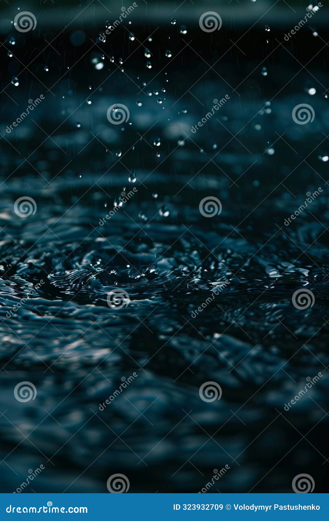 Rain Drops Falling on a Dark Surface Stock Image - Image of fall ...