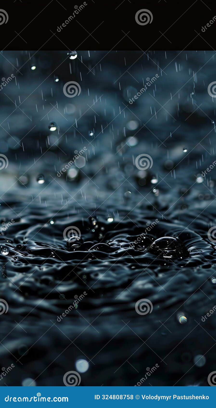Rain Drops Falling on a Dark Surface Stock Photo - Image of drop, rain ...
