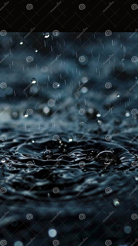 Rain Drops Falling on a Dark Surface Stock Photo - Image of drop, rain: 324808758