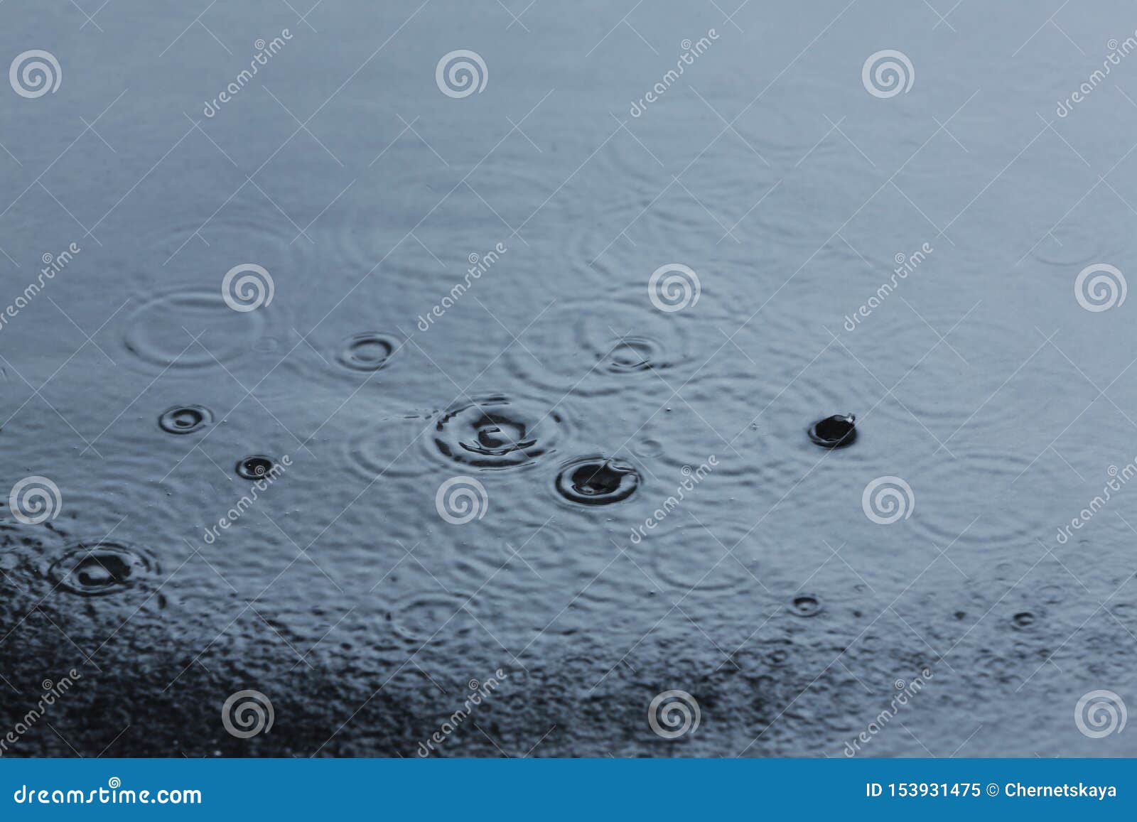 Rain Drops Falling Down into Puddle Stock Image - Image of abstract ...