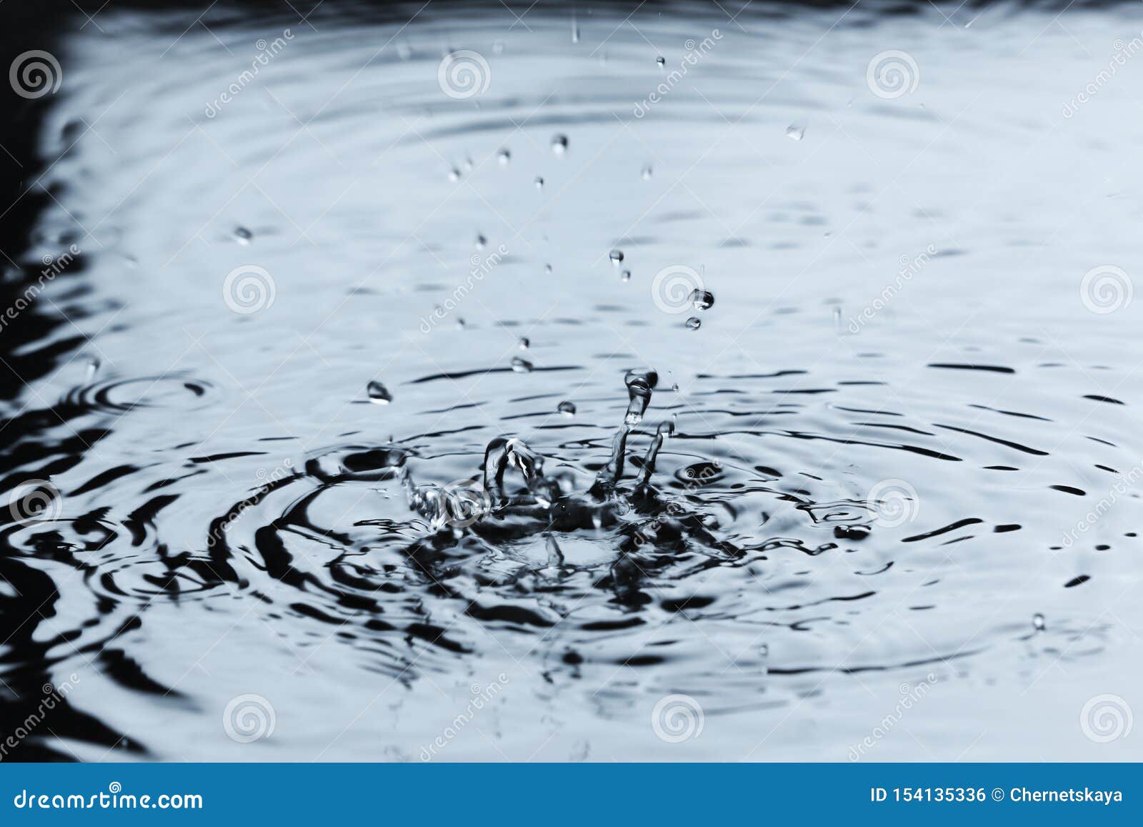 Rain Drops Falling Down into Puddle Stock Photo - Image of damp ...