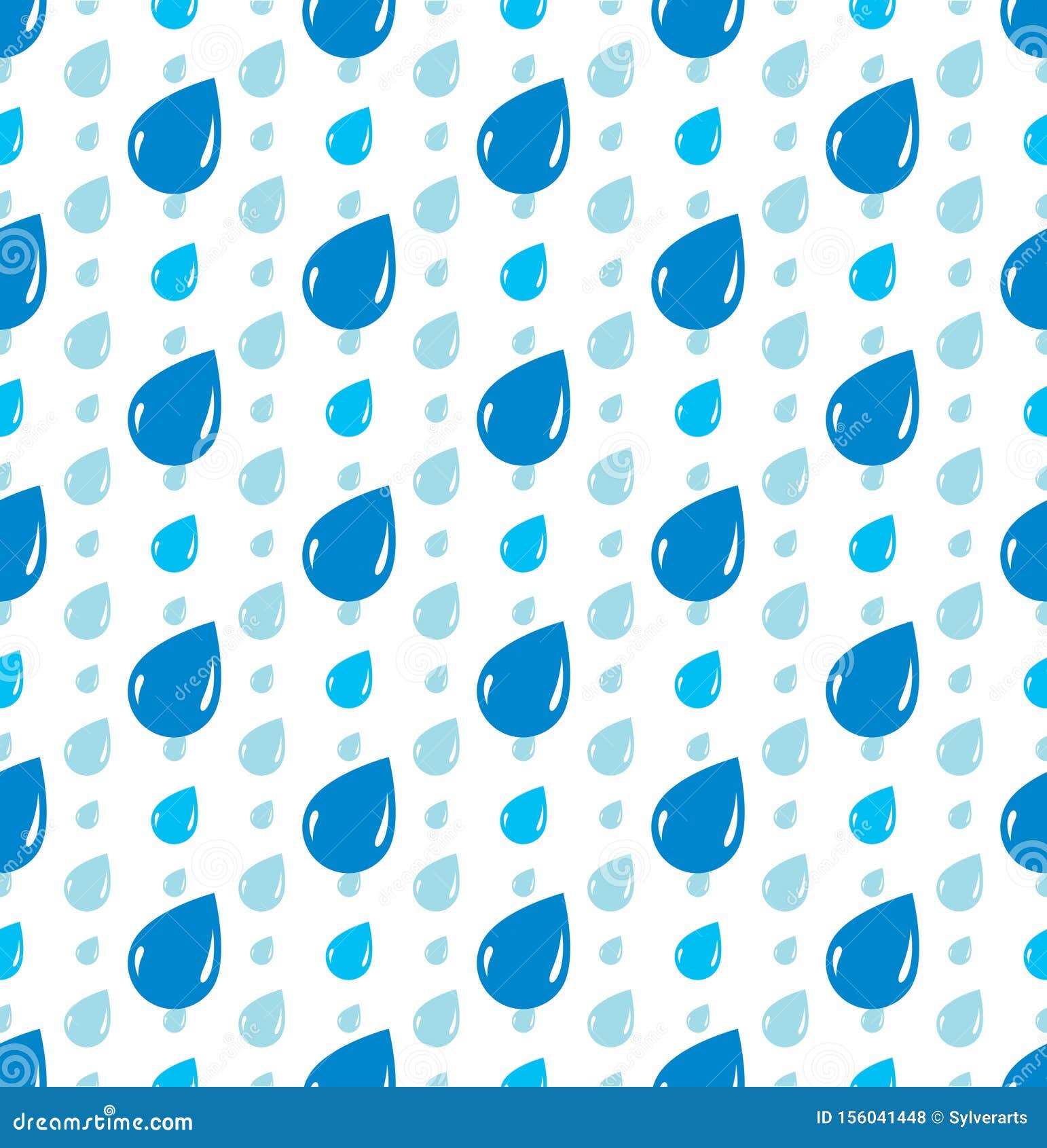 Rain Drops Falling Seamless Pattern, Vector Blue Colored Repeat Endless ...