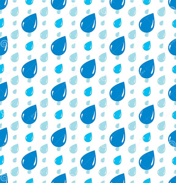 Rain Drops Falling Seamless Pattern, Vector Blue Colored Repeat Endless ...